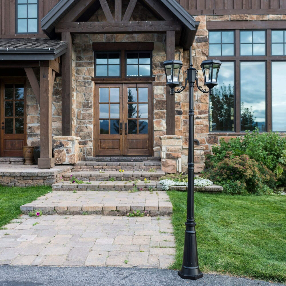 Victorian Bulb Solar Lamp Post - Double